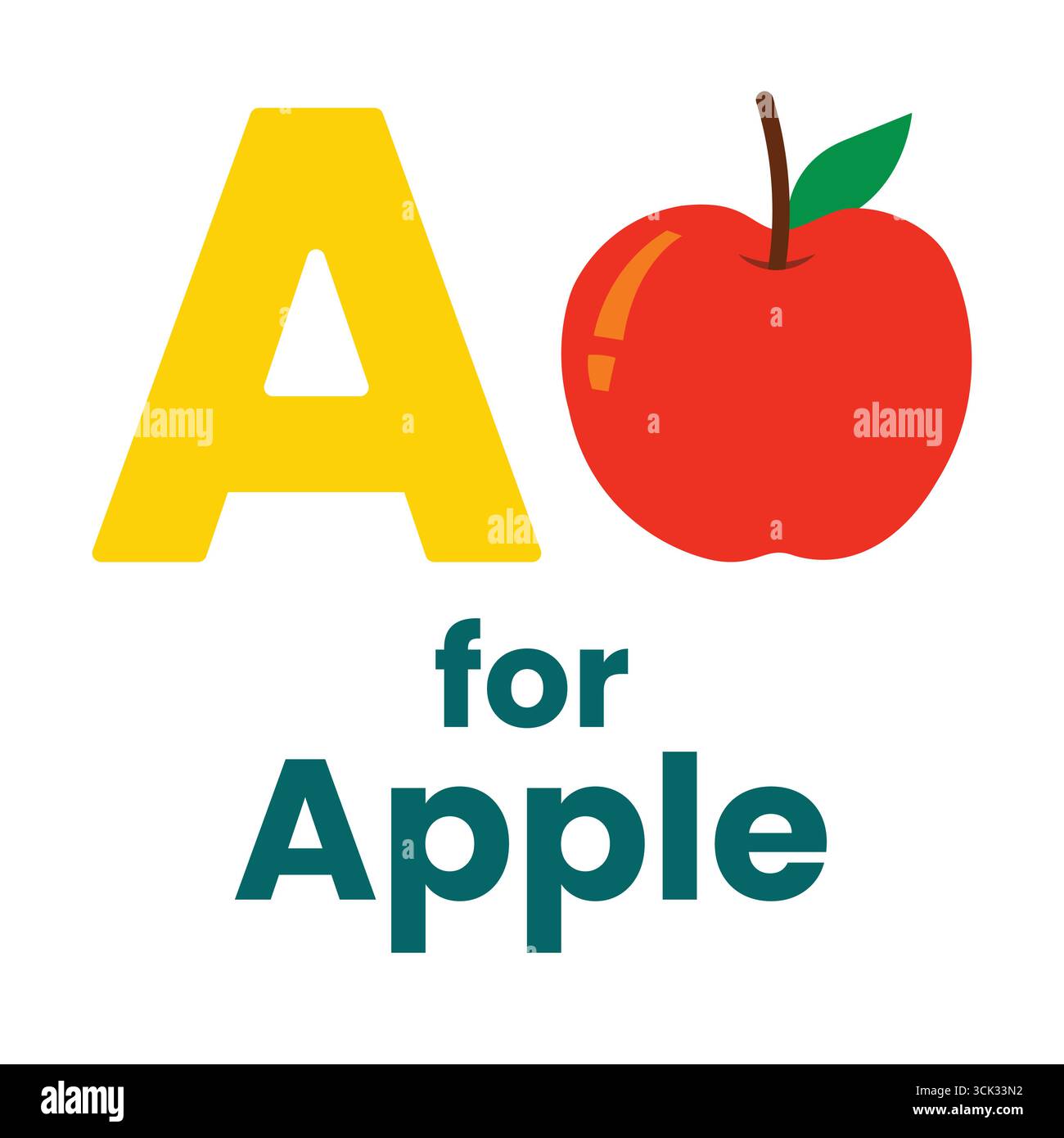 Alphabet Letter A with Apple Illustration for Kids Learning Stock ...