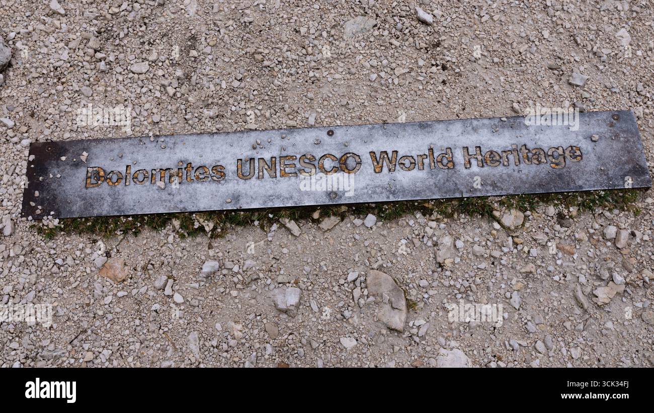 Dolomites Unesco World Heritage Sign from the Mountains of the ...