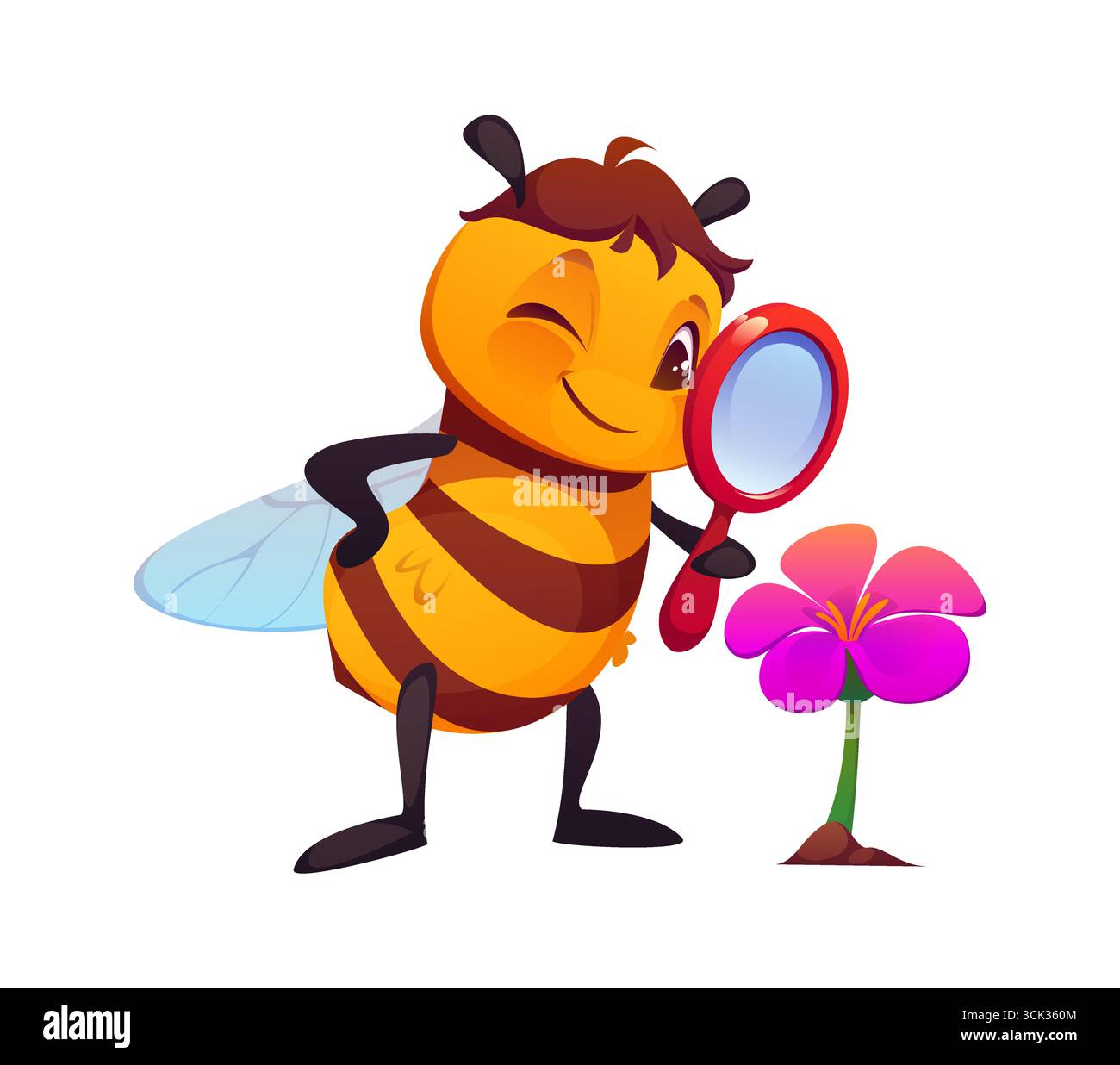 Bee on pink blossom Stock Vector Images - Alamy