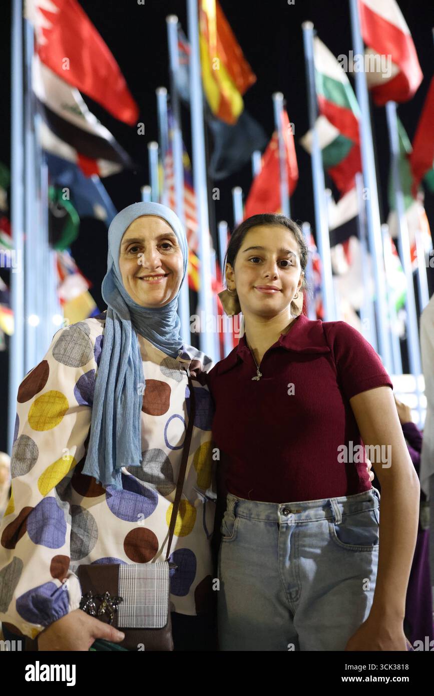 Flags of 22 participating countries displayed at Damascus International ...