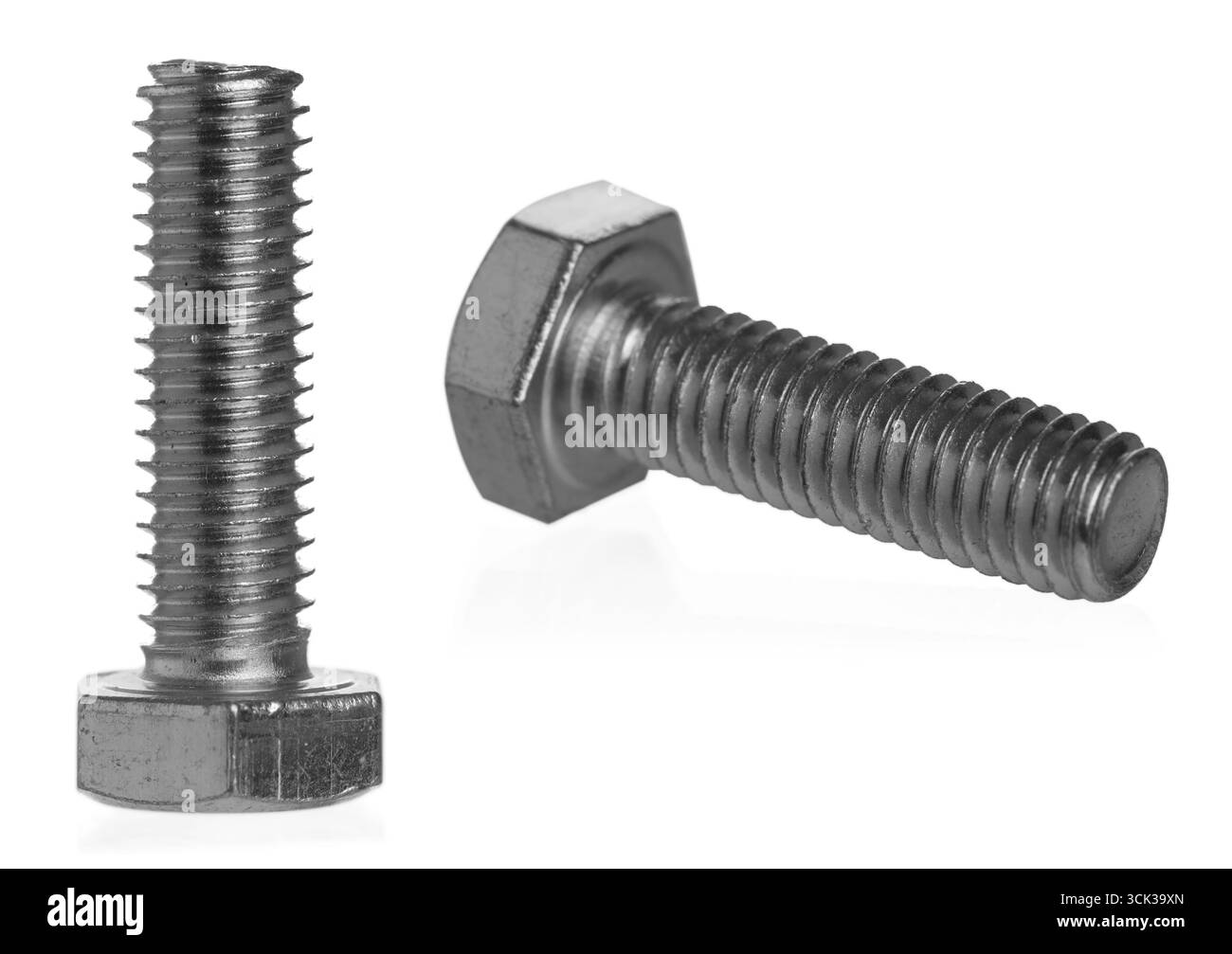 Two metal hex bolts isolated on white Stock Photo - Alamy