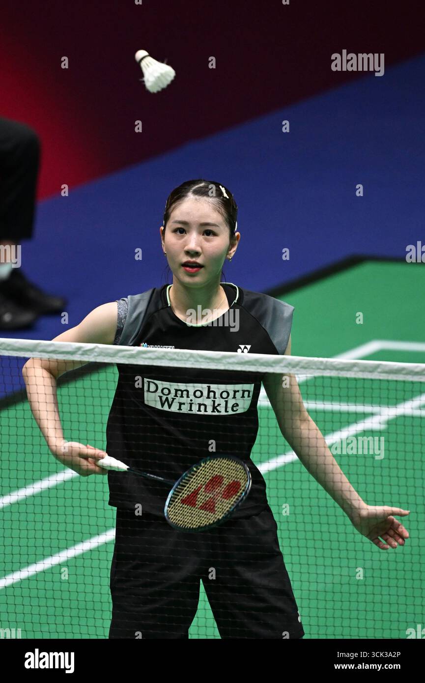 Chiharu Shida, a Japan badminton player during the match of Hong Kong ...