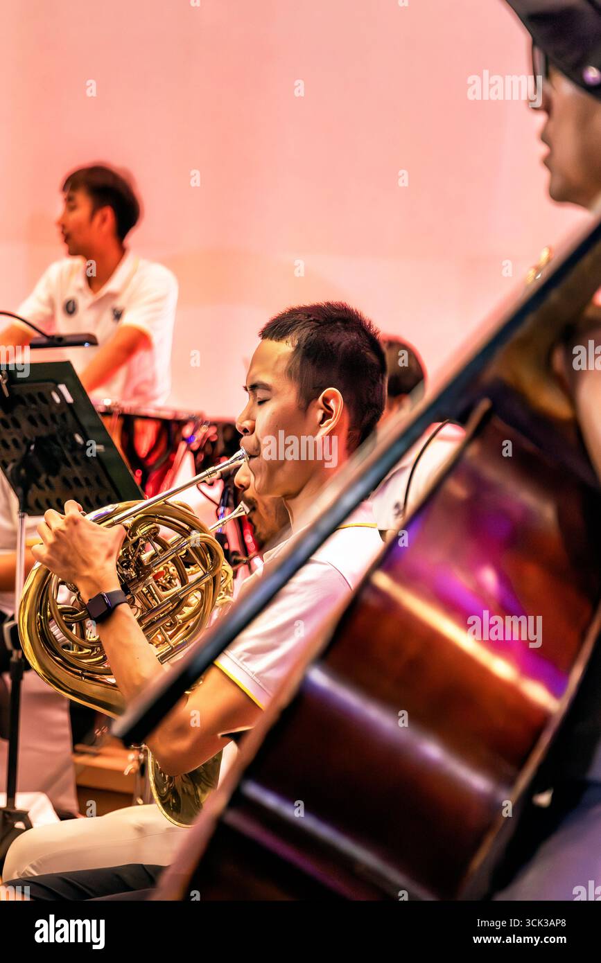Royal Bangkok Symphony Orchestra performance on stage at open air ...