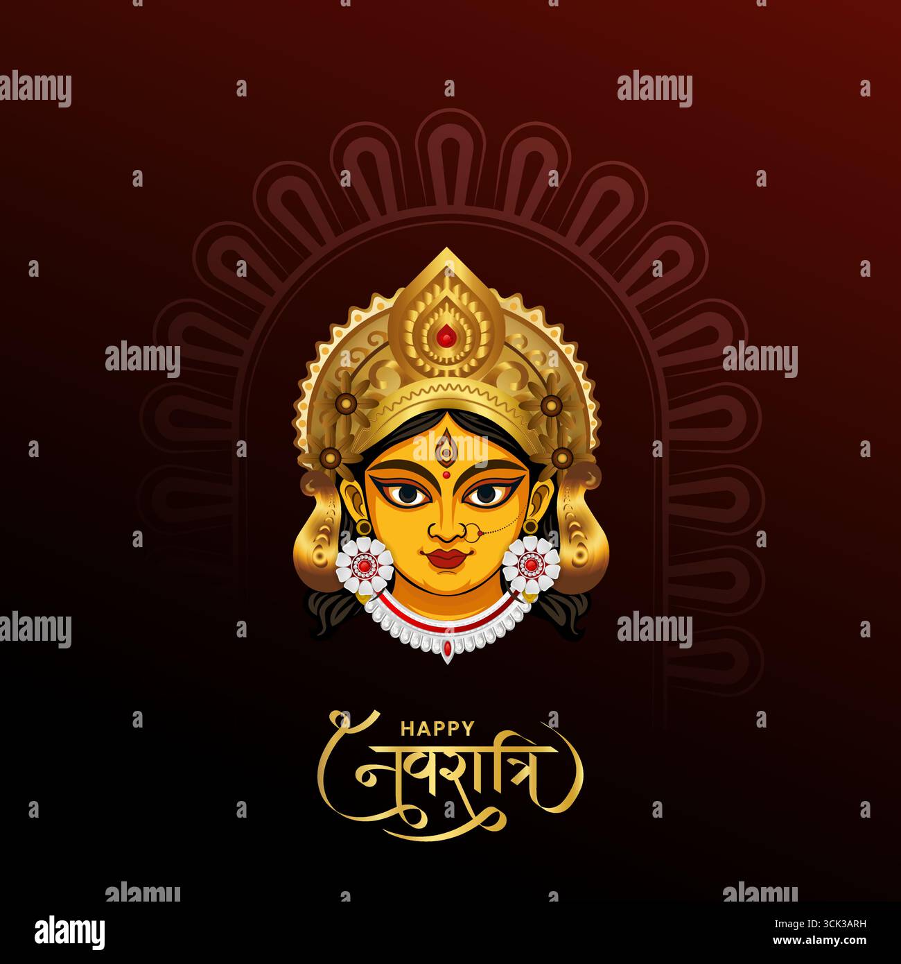 Goddess Durga Illustration for Navratri Festival Celebration in India ...