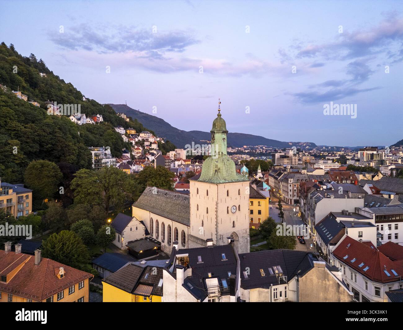 Aerial view of St Mary's Church stands as a beacon amid Bergen's ...