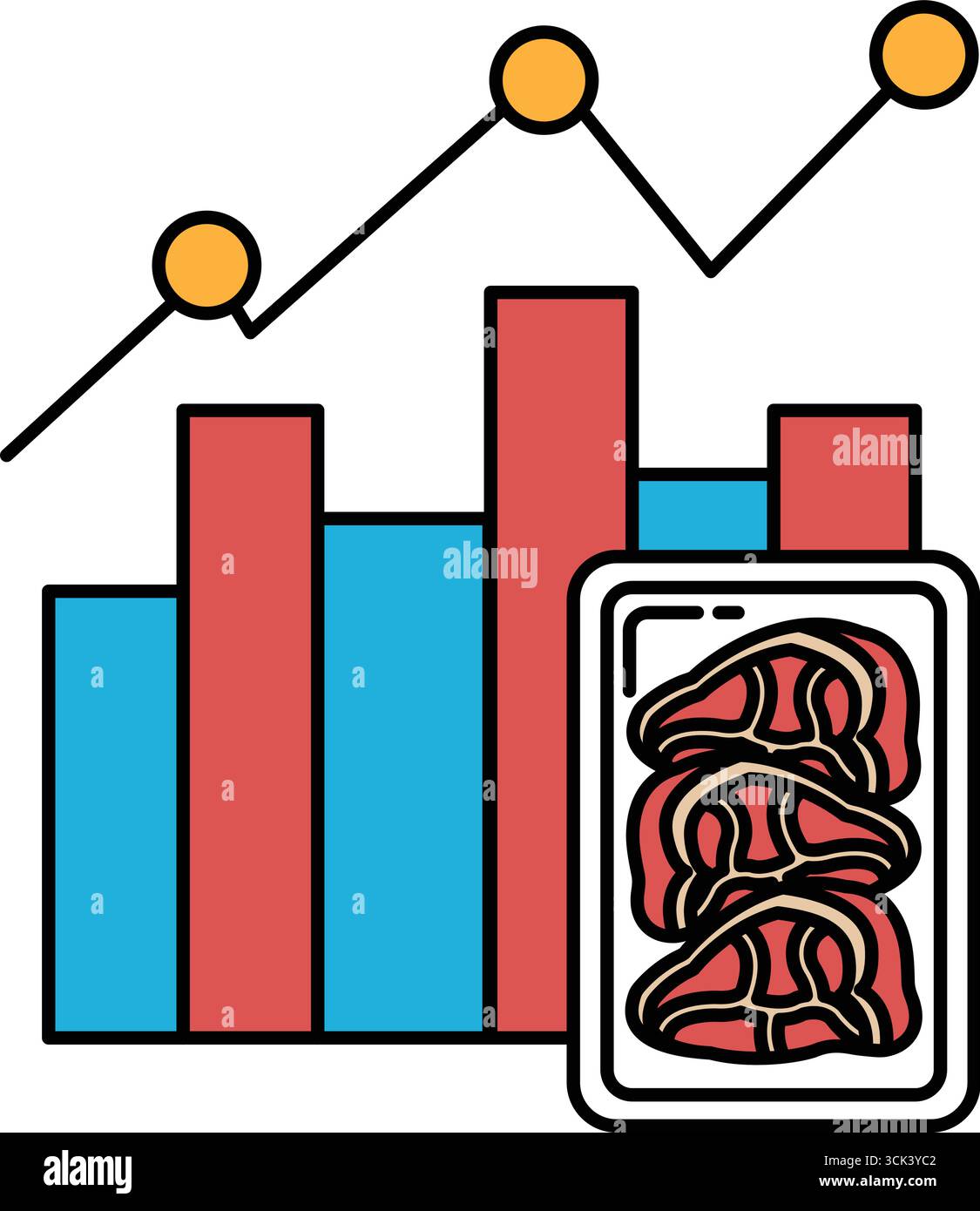 Graph three lines box Stock Vector Images - Alamy