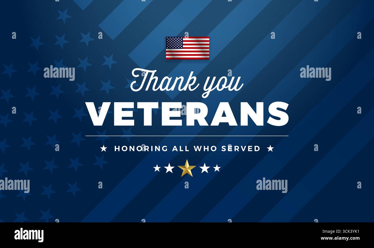 Thank You Veterans. U. S. Veterans Day blue background. Honoring all ...