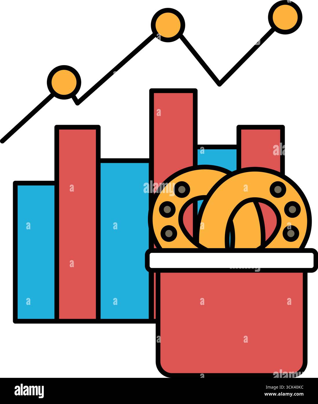 A graph with a donut in a box is shown. The graph is a line graph with ...