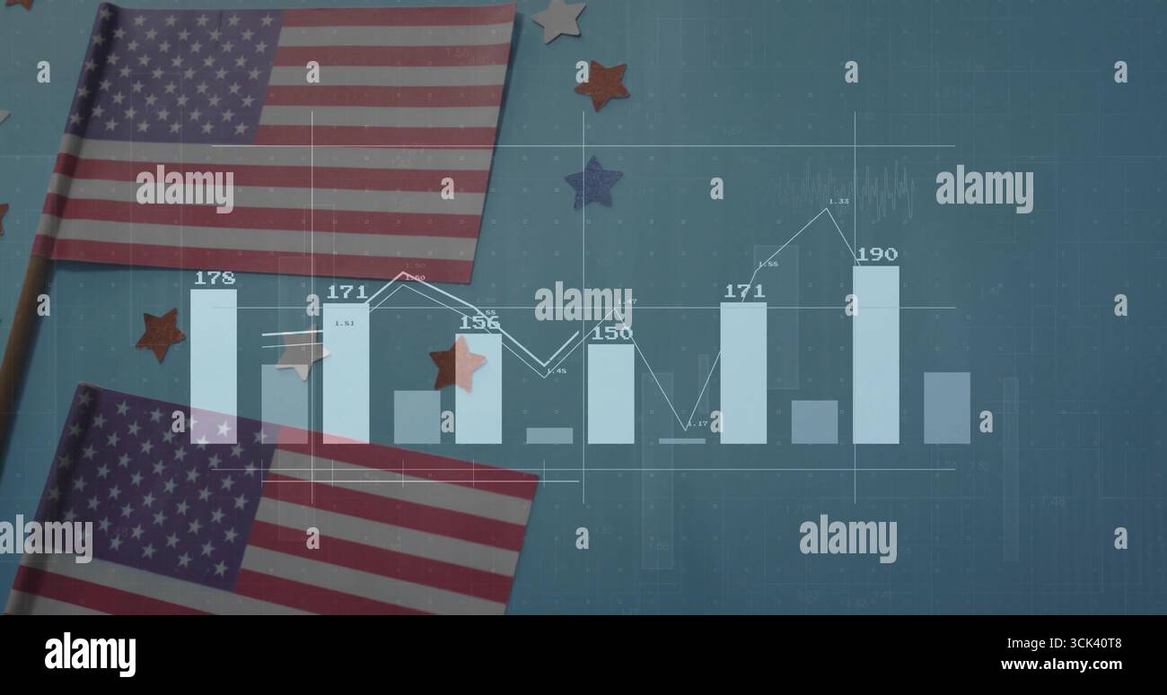 Displaying flat lay on grid surface, featuring American flags, star ...