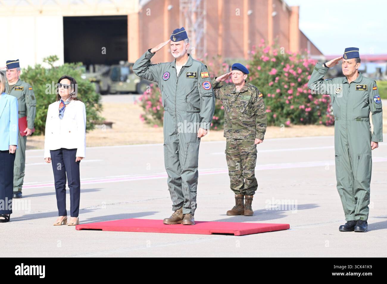 King Felipe VI (2l), together with the Minister of Defense, Margarita ...