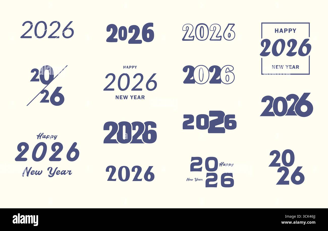 A collection of 2026 Happy New Year text design, 2026 number design ...