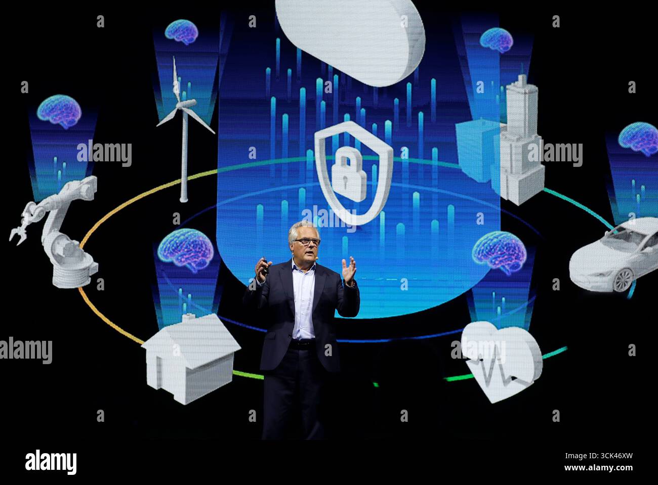 CEO of NXP Semiconductors Kurt Sievers delivers a speech during the ...