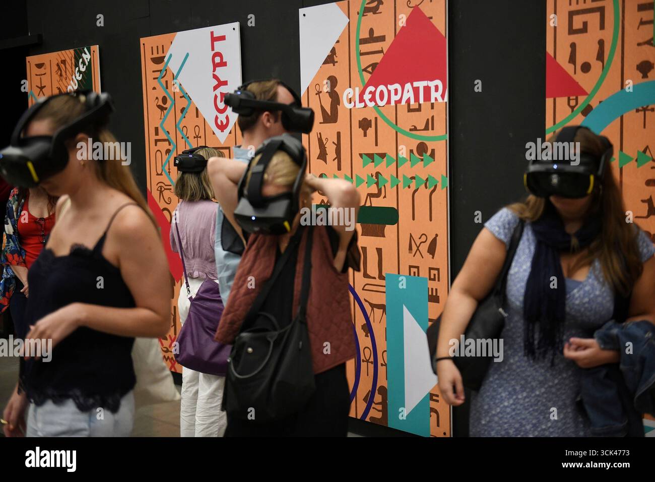 Several people with virtual reality glasses, during the presentation of ...