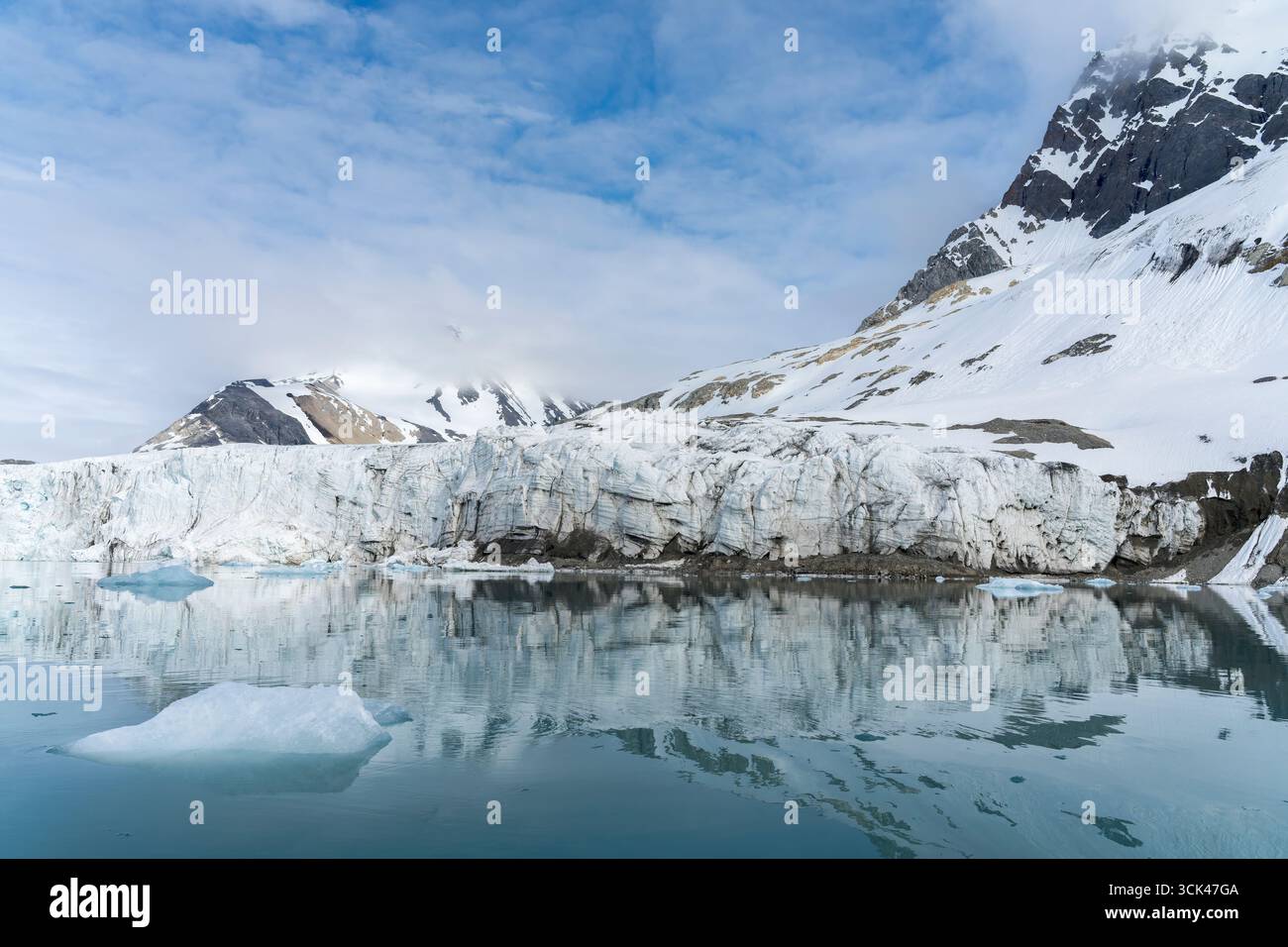 mountain and ocean scenery, with ice and glaciers, Svalbard, Norway ...