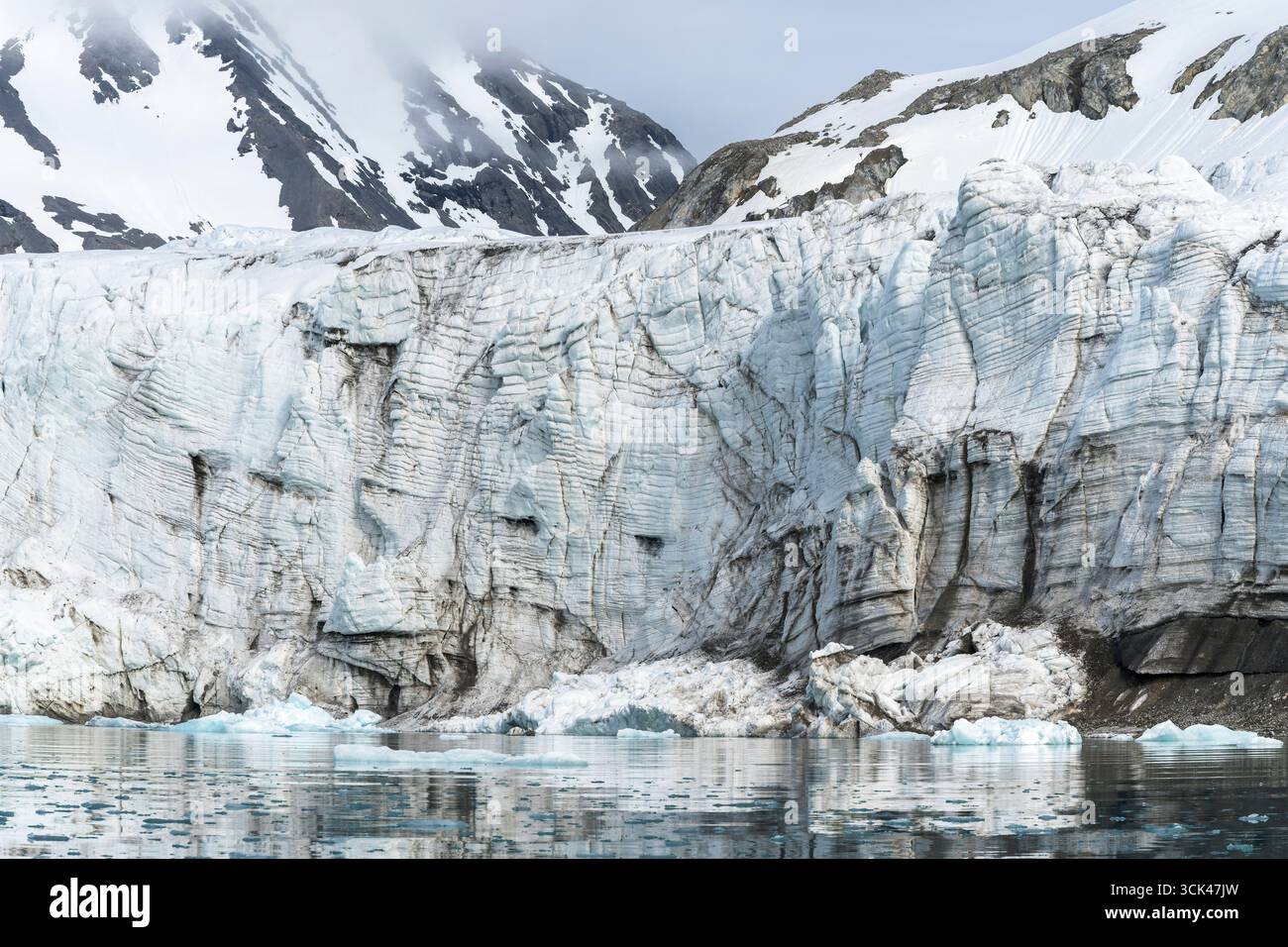 mountain and ocean scenery, with ice and glaciers, Svalbard, Norway ...