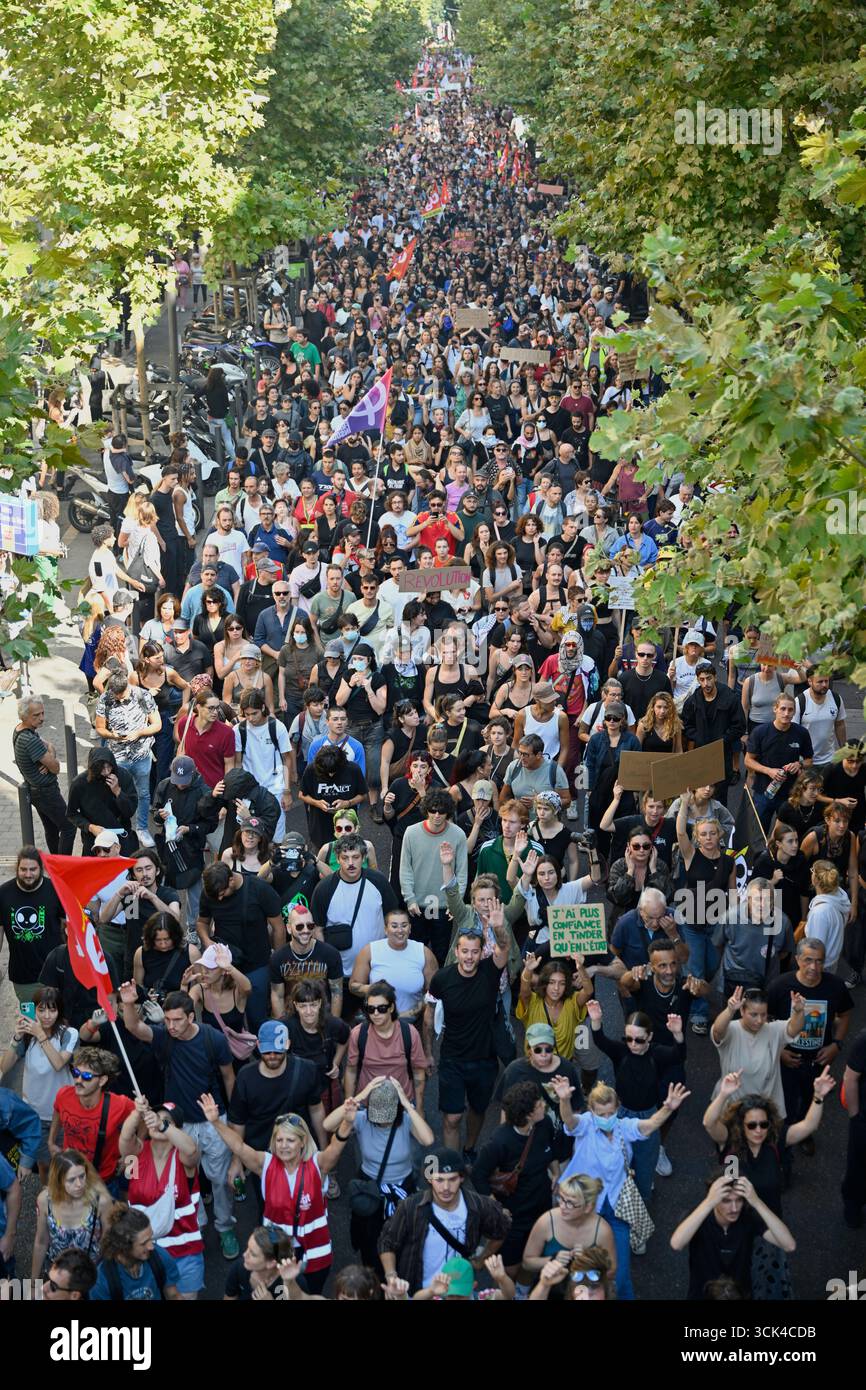 Protesters march during a rally of the "Block Everything" movement in ...