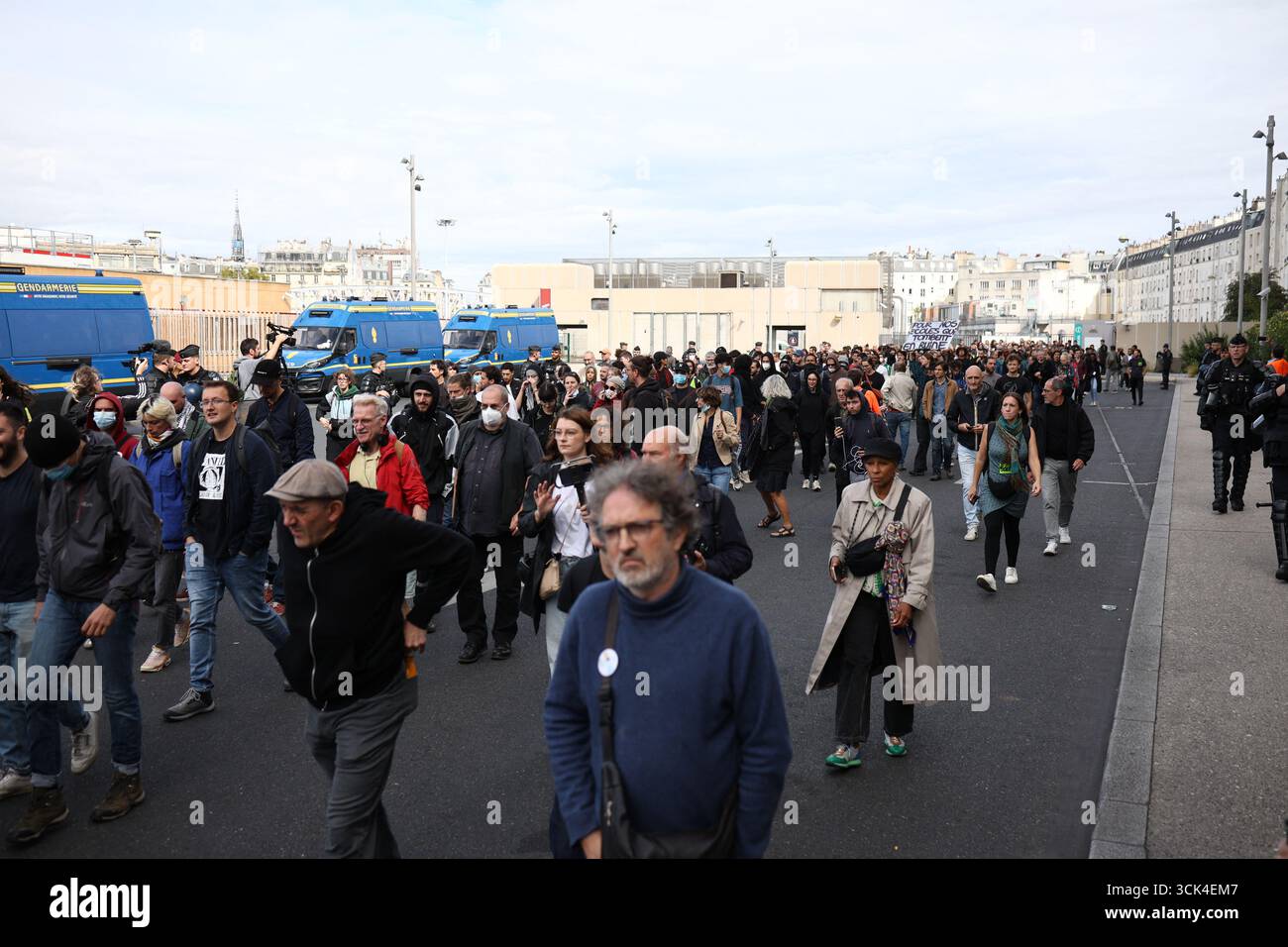 Protesters chant demonstrate near of the Gare du Nord train station in ...