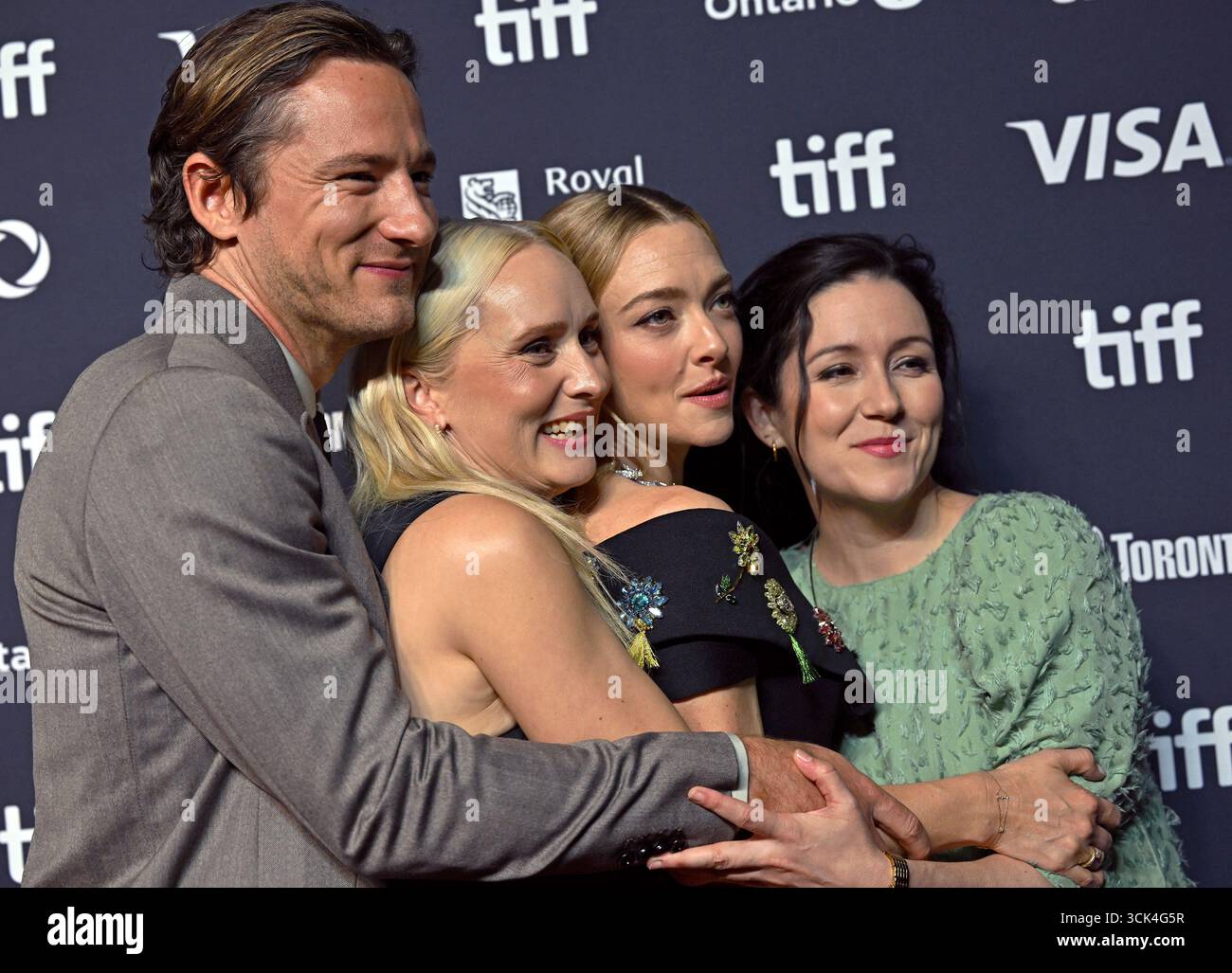 (L-R) Lewis Pullman, director Mona Fastvold, Amanda Seyfried and ...
