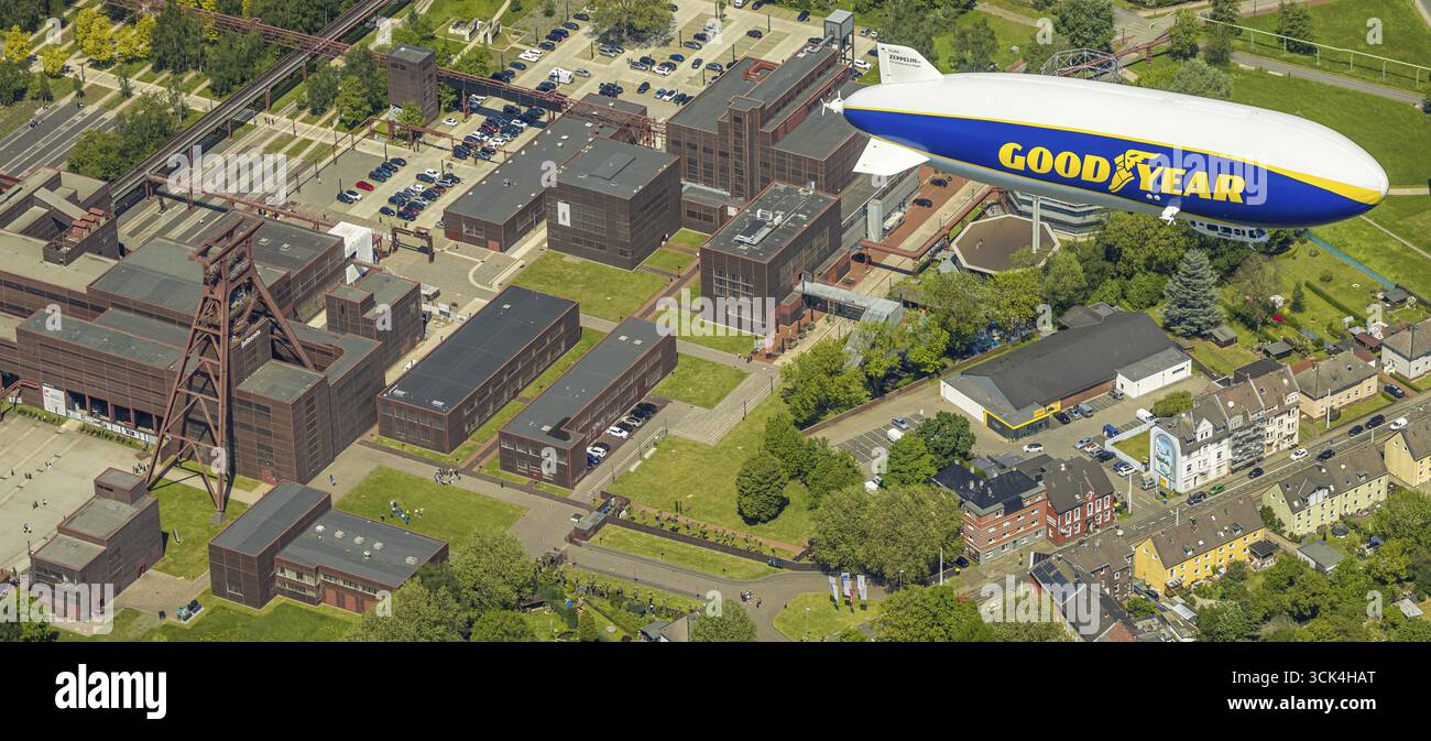 Aerial view, Zeppelin NT sightseeing flight over Essen, over the UNESCO ...