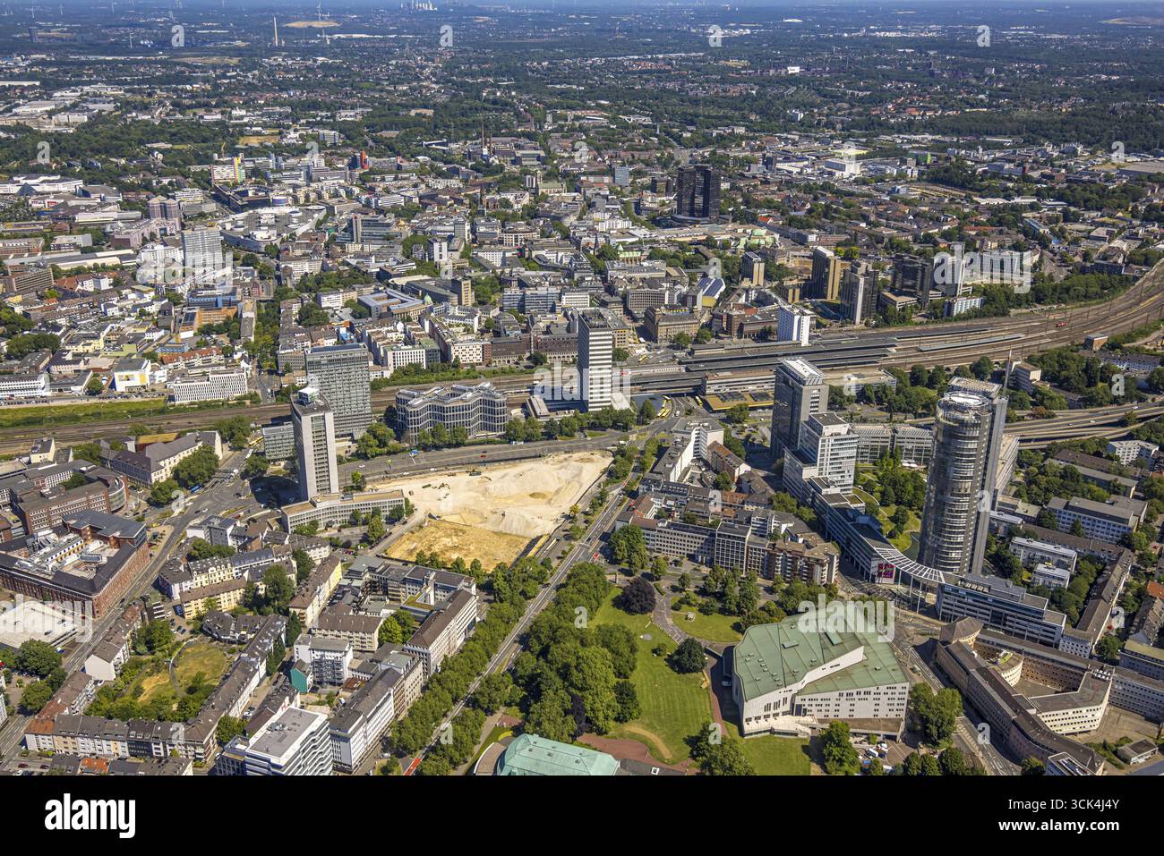 Aerial view, Campus Essen construction site at the main railway station ...