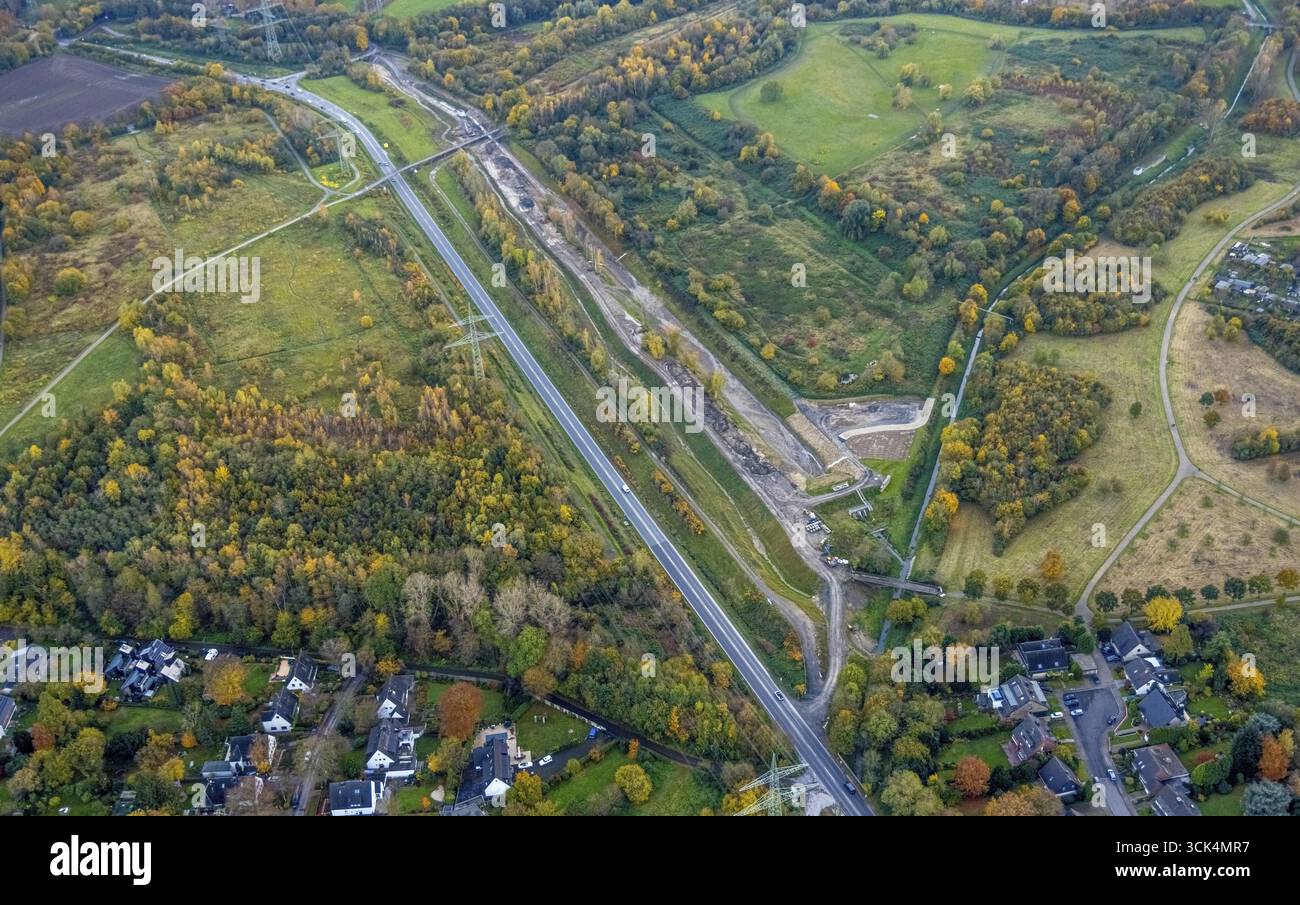 Aerial view, Hattinger Strasse federal road B227, Leither Bach ...