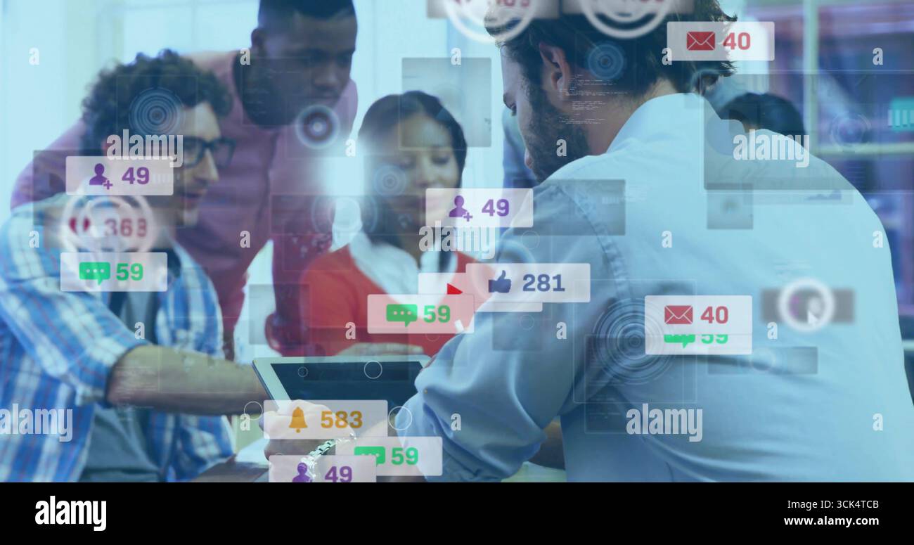 Reviewing team pointing laptop hi-res stock photography and images - Alamy