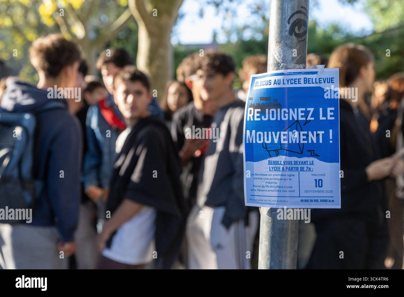 Albi, France. 10th Sep, 2025. leaflet calling for a blockade during the ...