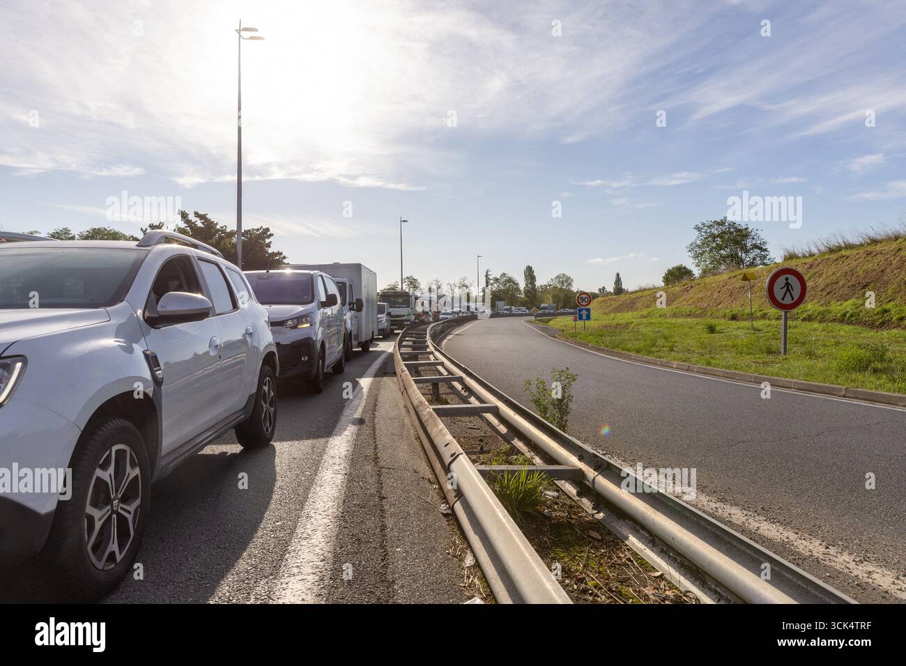 traffic jam during a roundabout blockade for the "Block Everything ...