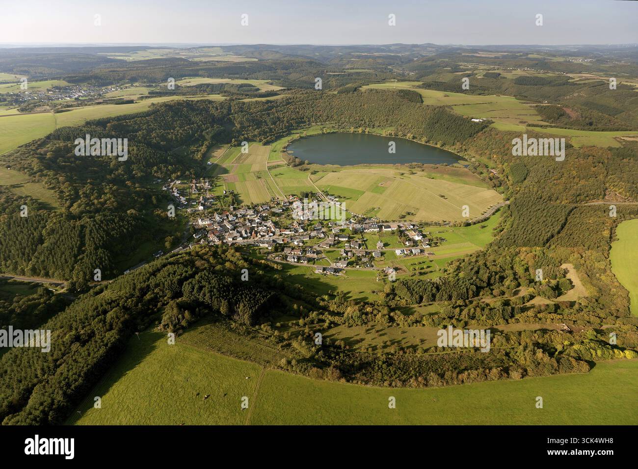 Aerial photo, Manderscheid, Maar, Vulkansee, Bettenfeld, Eifel ...