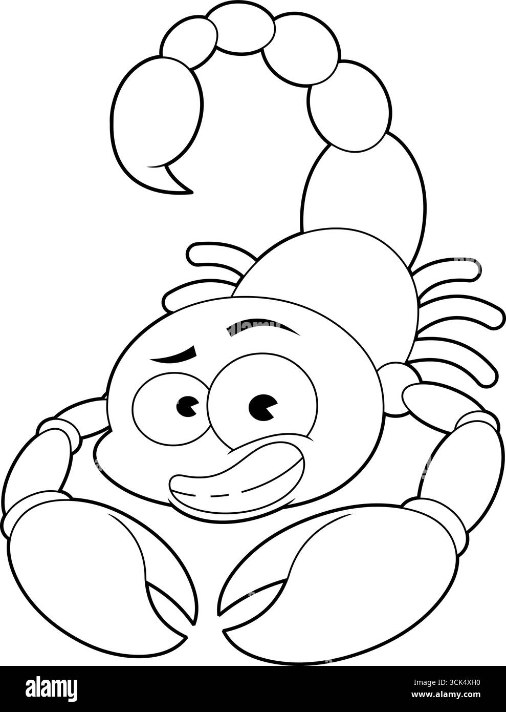 Outlined Funny Scorpion Cartoon Character With Aggressive Expression ...