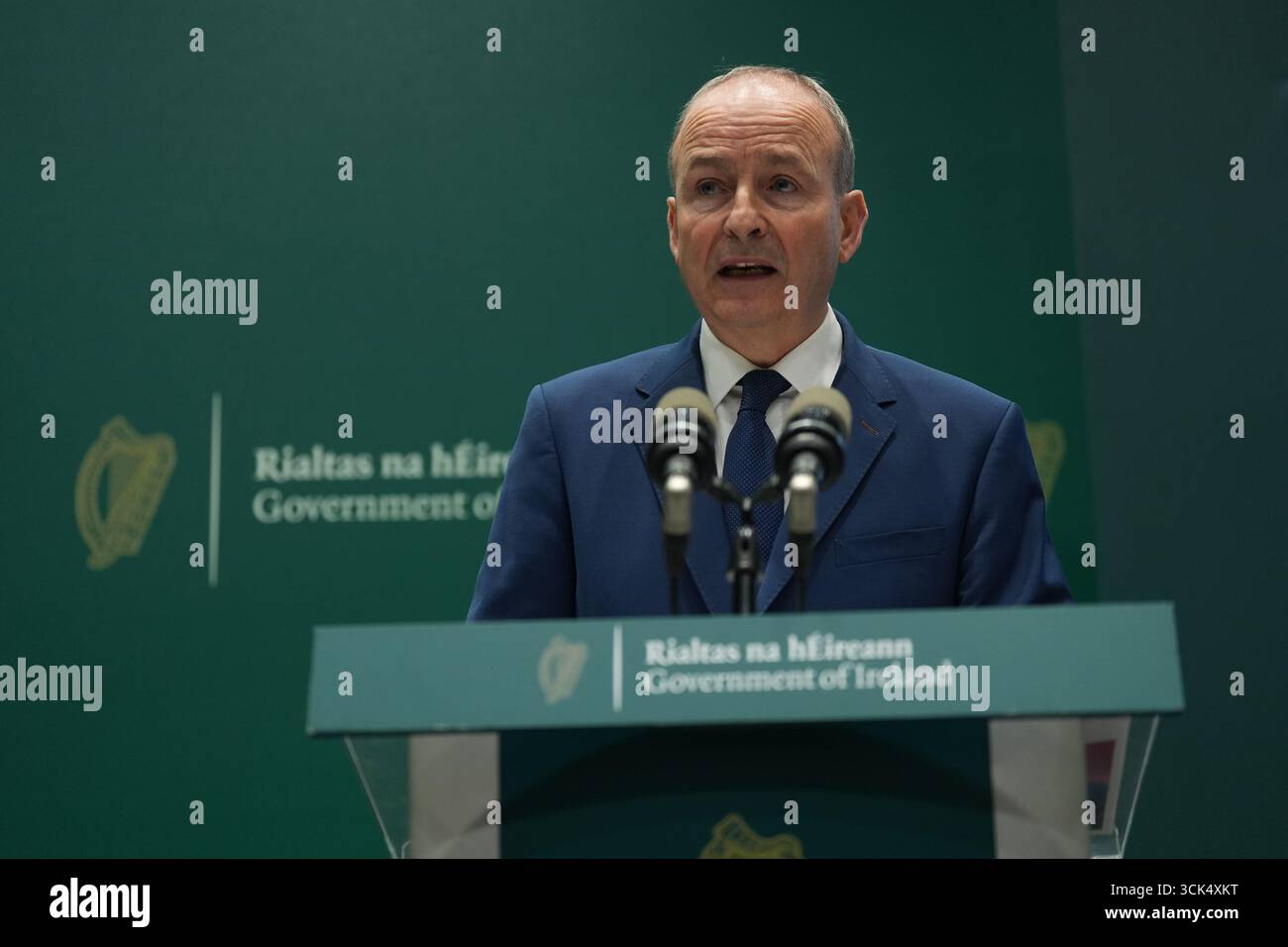 Taoiseach Micheal Martin speaking at the announcement of the Action ...