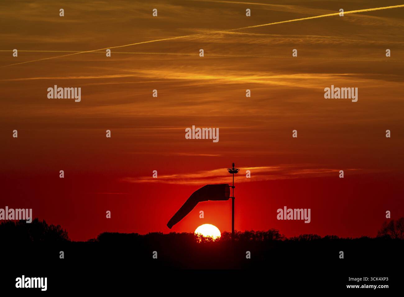 Windsock in the sunset at Mueritz Airpark former military airfield ...
