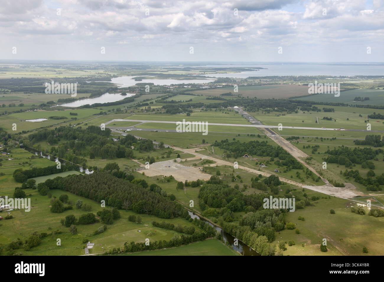 Aerial photo, tower, air traffic control. Tower, private airfield ...