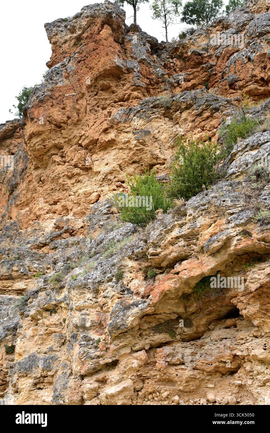 Travertine formation. Travertine is a sedimentary rock formed by ...