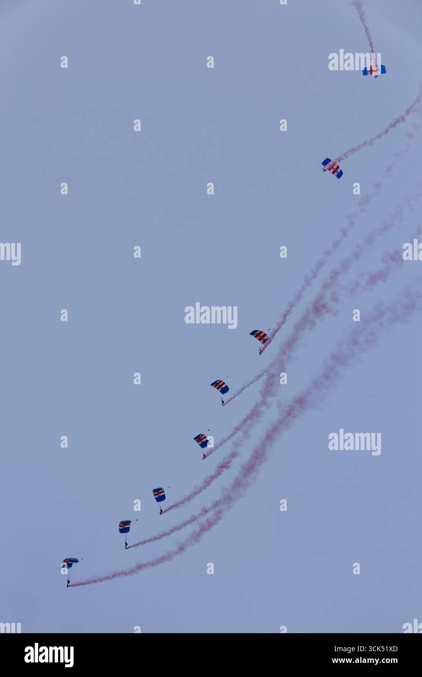 RAF Falcons, a military parachute display team, in Sabre Chase ...
