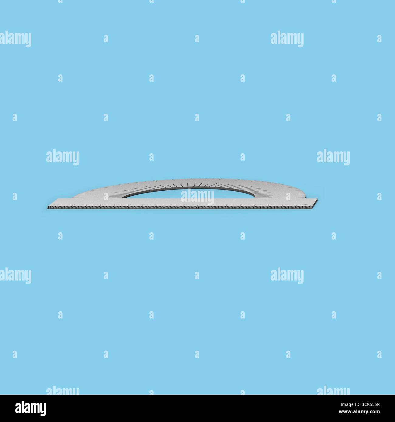 A simple, curved ruler used for measuring angles and drawing arcs in ...