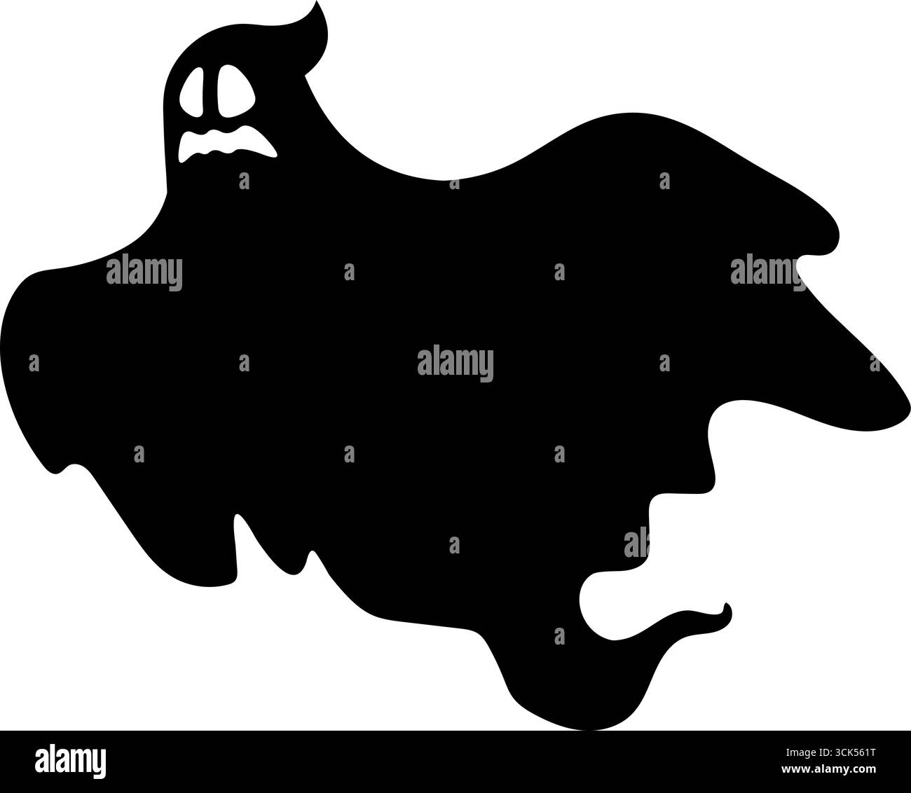 Spooky Halloween Ghost Black Silhouettes. Vector Hand Drawn ...