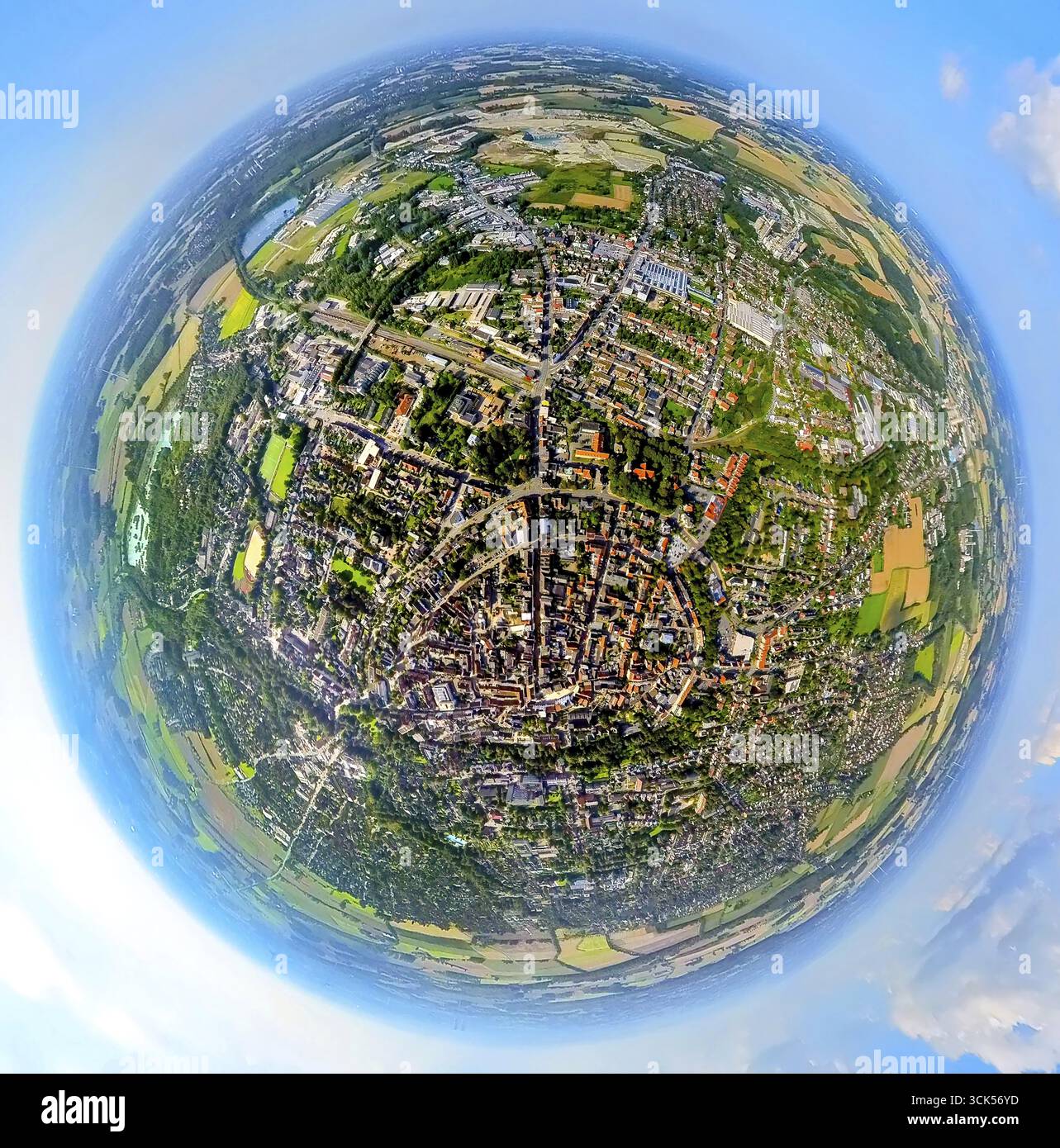 Aerial view, view of Beckum-Mitte, town centre and Wallstrassen, market ...