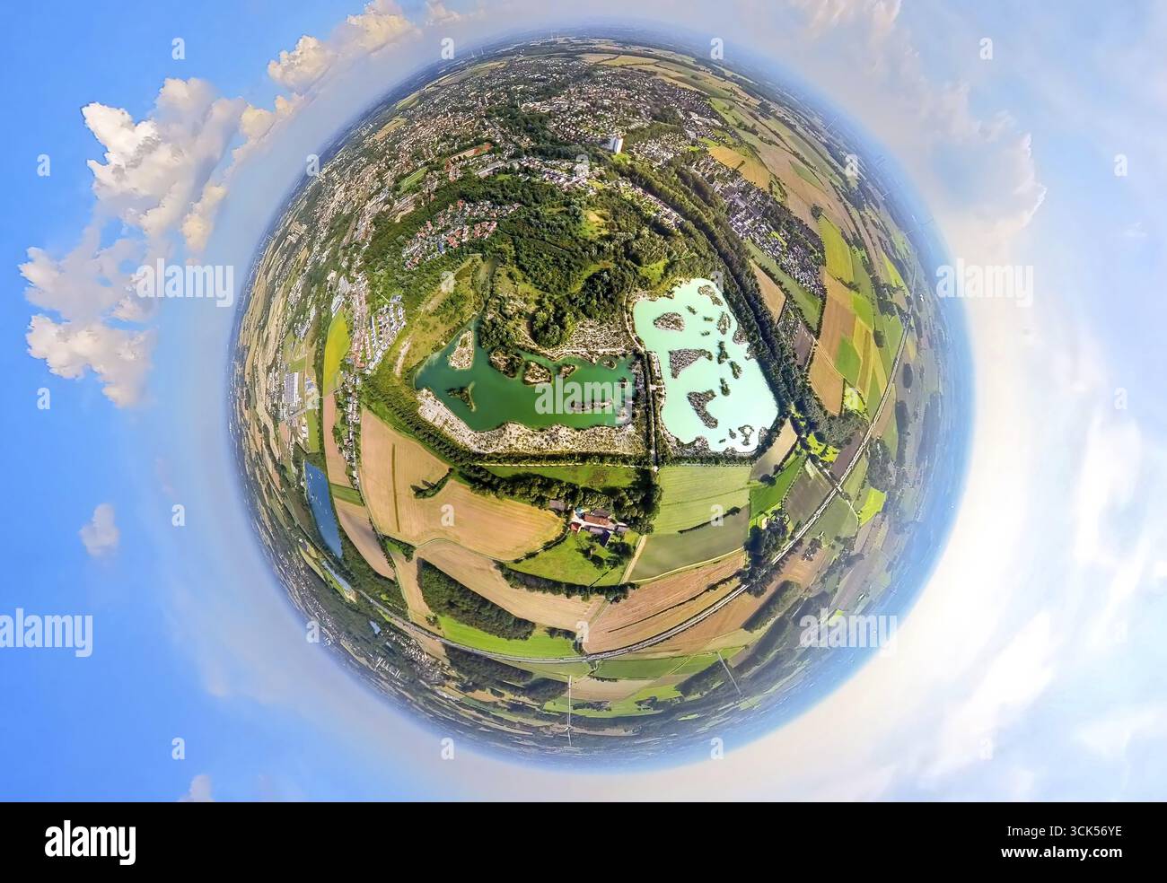 Aerial photo, Blue Lagoon Dyckerhoffsee, nature reserve and turquoise ...