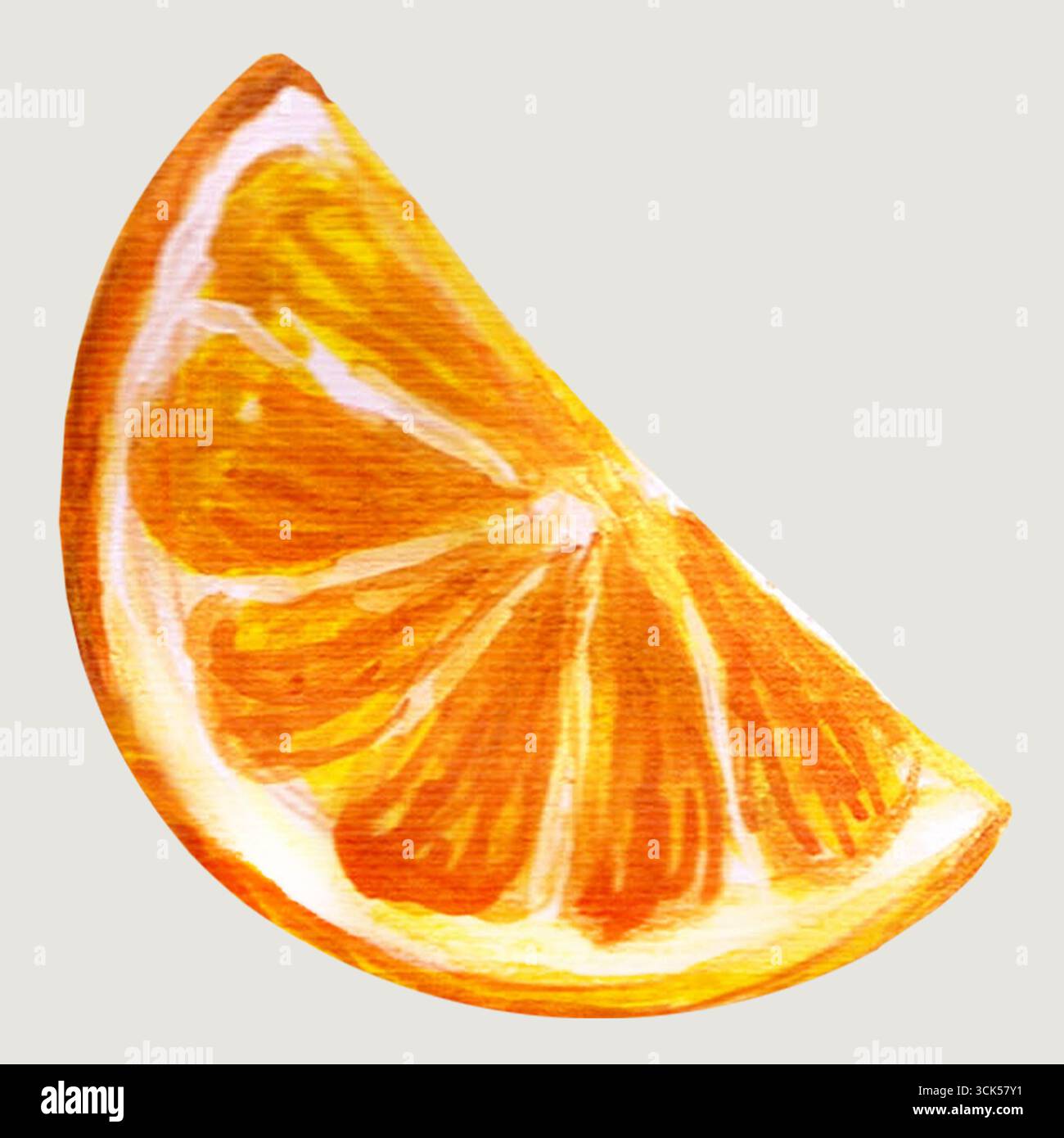 A vibrant, painted slice of orange showcasing its juicy texture and ...