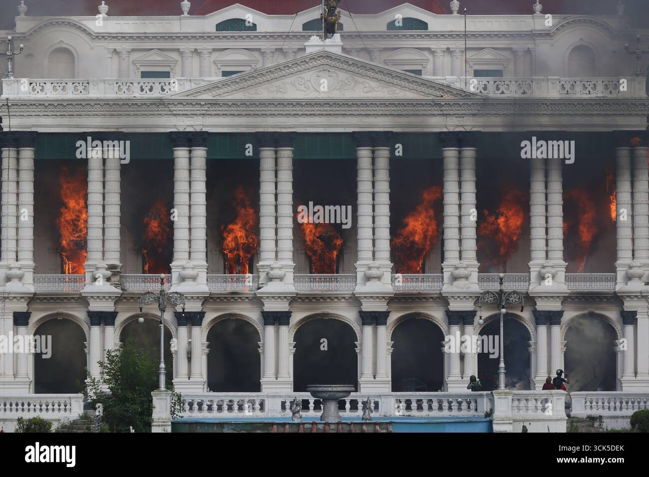 September 9, 2025, Kathmandu, Bagmati, Nepal: Smoke billows from the Singhadurbar, the ...