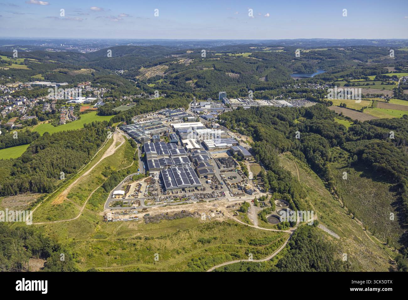 Aerial view, Dorma Siegfried Jacob Metallwerke GmbH with solar roof ...