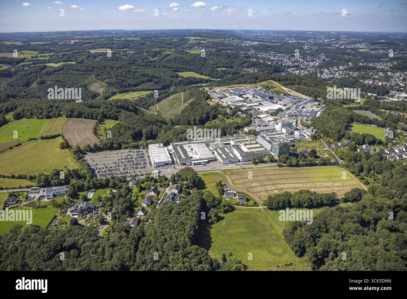 Aerial view, Dorma Siegfried Jacob Metallwerke GmbH with solar roof ...