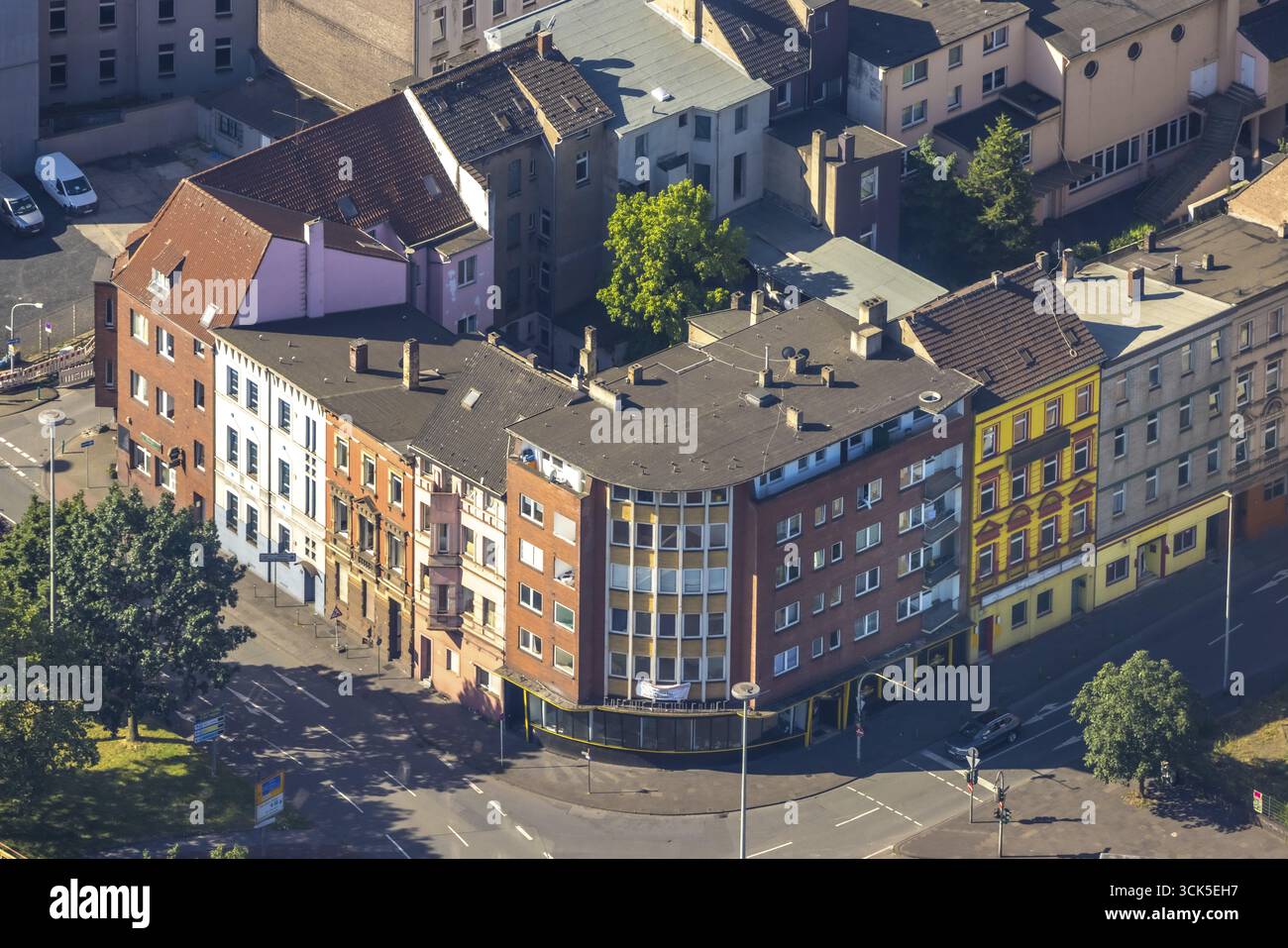 Aerial view, red light district Vulkanstrasse and Charlottenstrasse ...