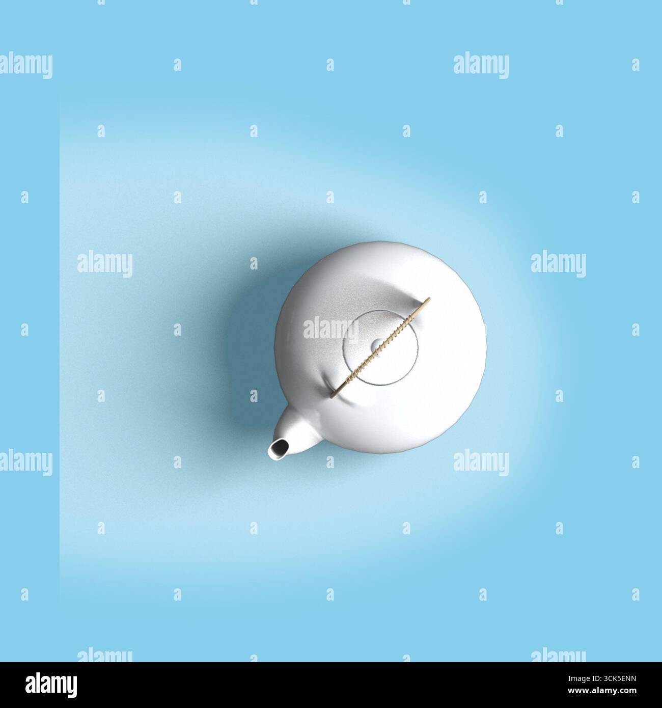 A minimalist white teapot viewed from above, featuring a simple design ...
