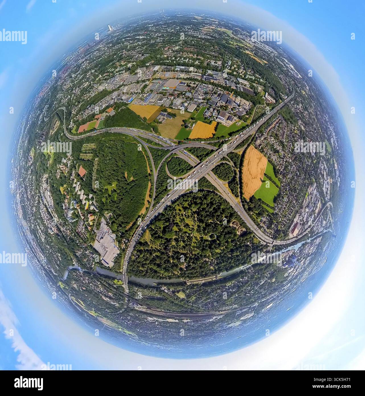 Aerial photo, motorway junction Oberhausen-West, motorway A3 and ...