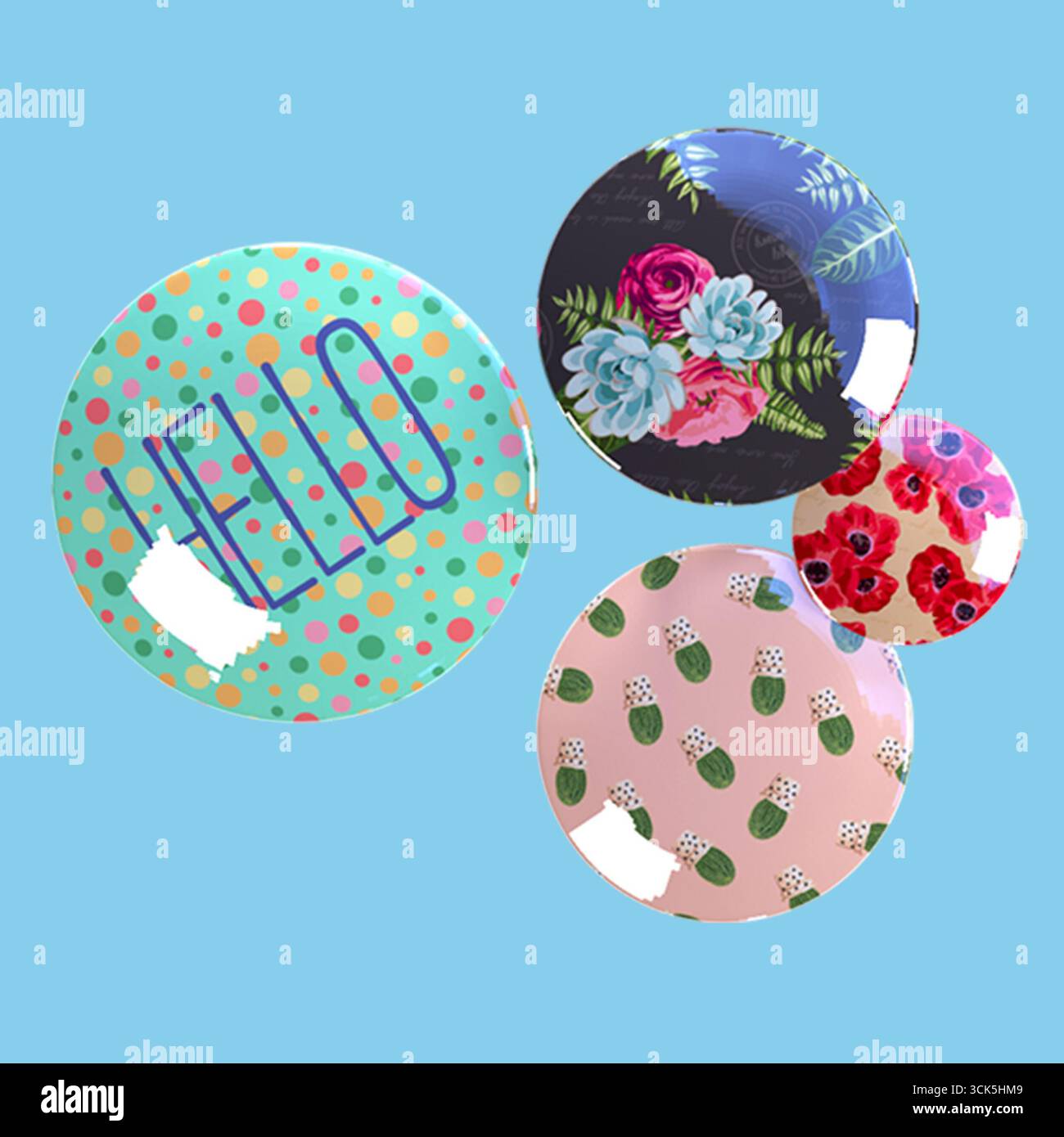 A collection of colorful decorative plates with various patterns and ...