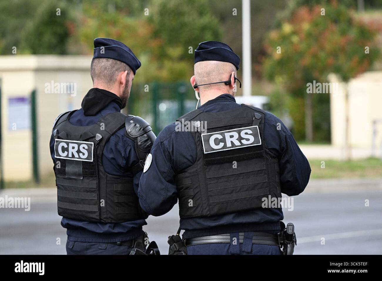 Police CRS monitoring during the day of strike action, blockades, and ...