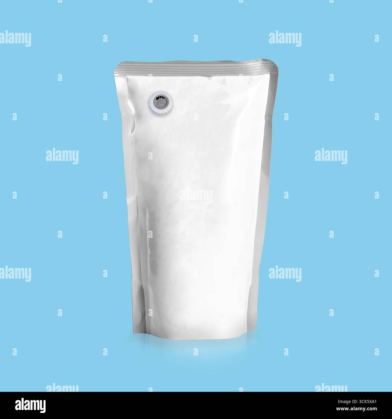 A clear plastic pouch filled with a white powdery substance, likely for ...