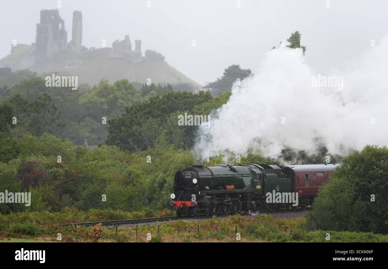 The Swanage Belle, hauled by West Country Class No.34028 Eddystone ...